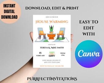 EDITABLE House Warming Invitation, House Warming Party Invite, Elegant ...