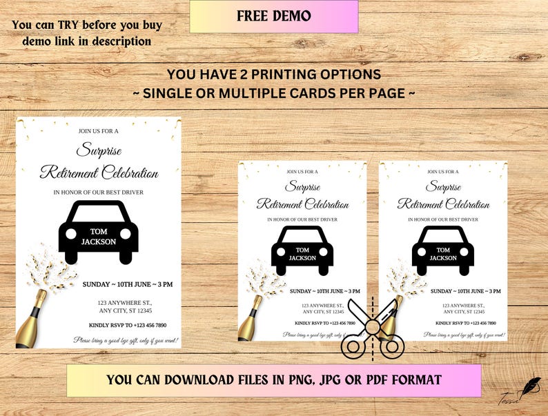 Editable Driver Retirement Invitation Template, Driver Retirement Party ...