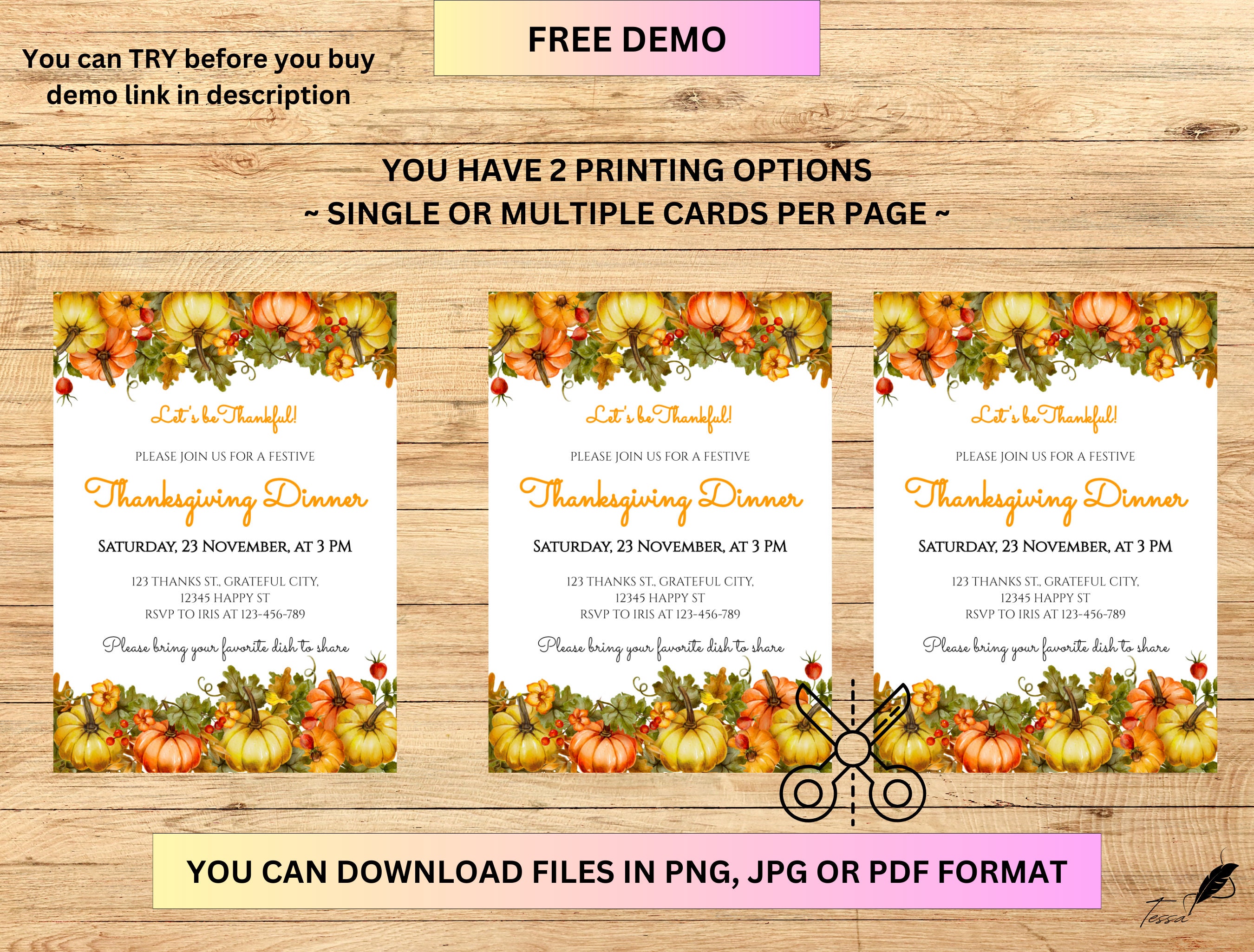 EDITABLE Thanksgiving Invitation Fall Thanksgiving Invite Pumpkins ...