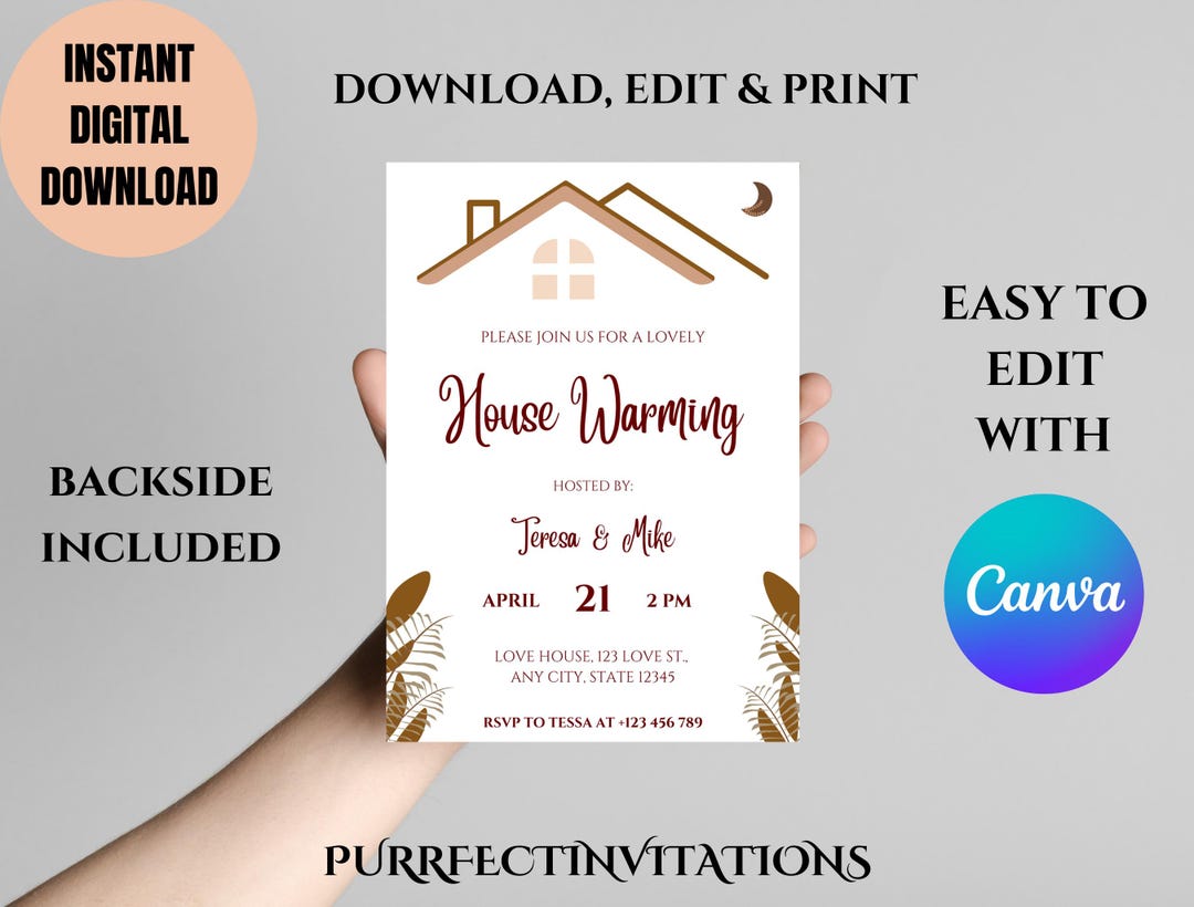 Boho Housewarming Invitation Template: Editable Party Invite (digital ...