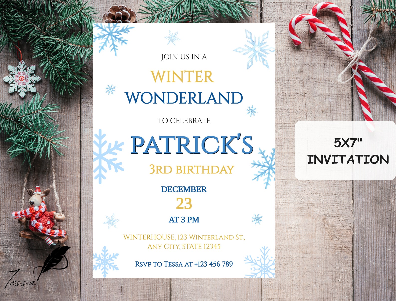 Editable Winter Birthday Invitation, Winter Wonderland Birthday ...
