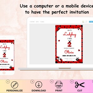 Editable 2nd Ladybug Birthday Invitation, Ladybug Invitation, Second ...