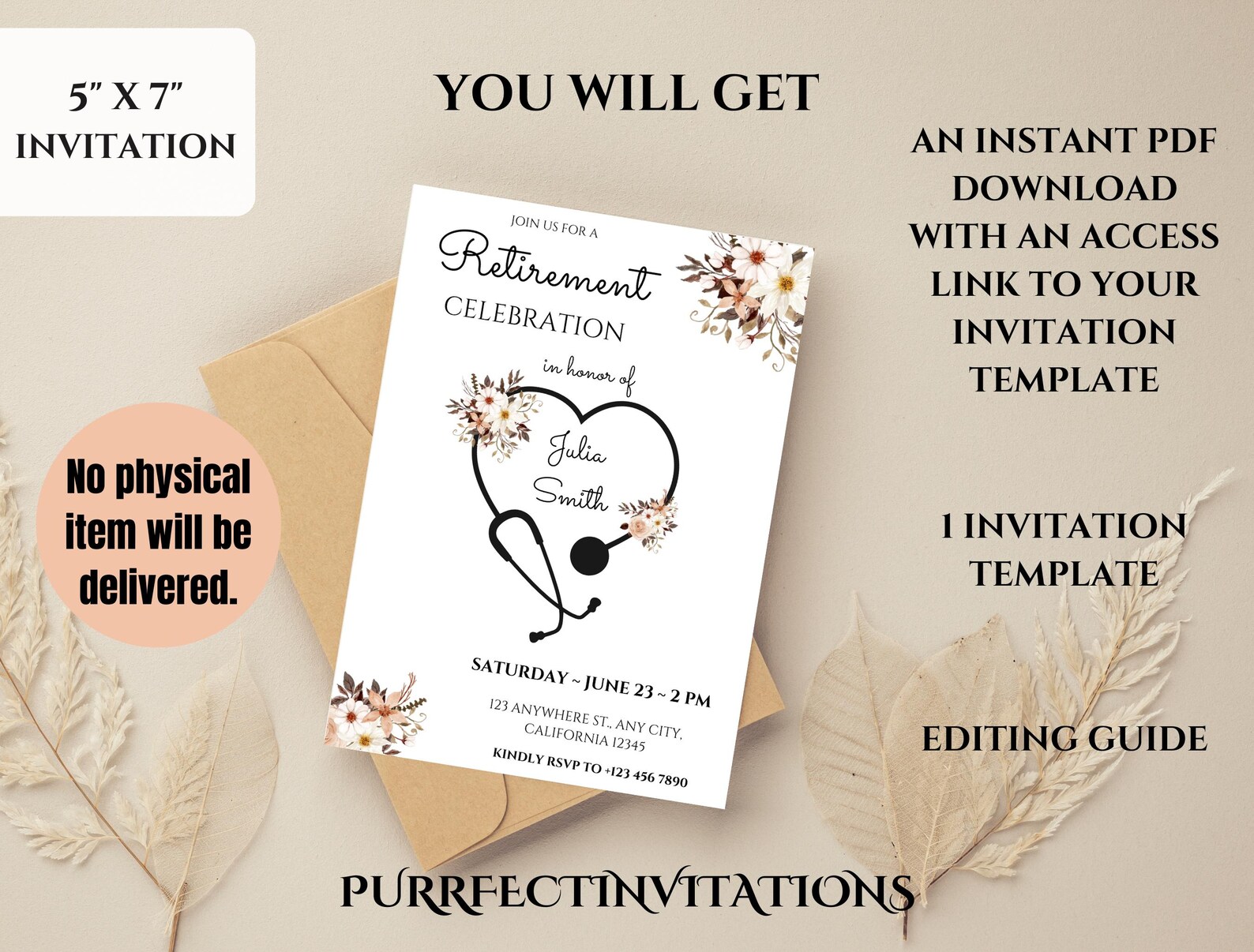 Editable Nurse Retirement Invitation Template (digital Download) - Etsy