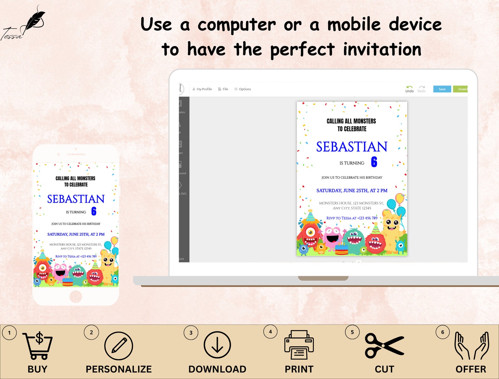 EDITABLE Cute Monsters Birthday Invitation, Monster Birthday Party ...