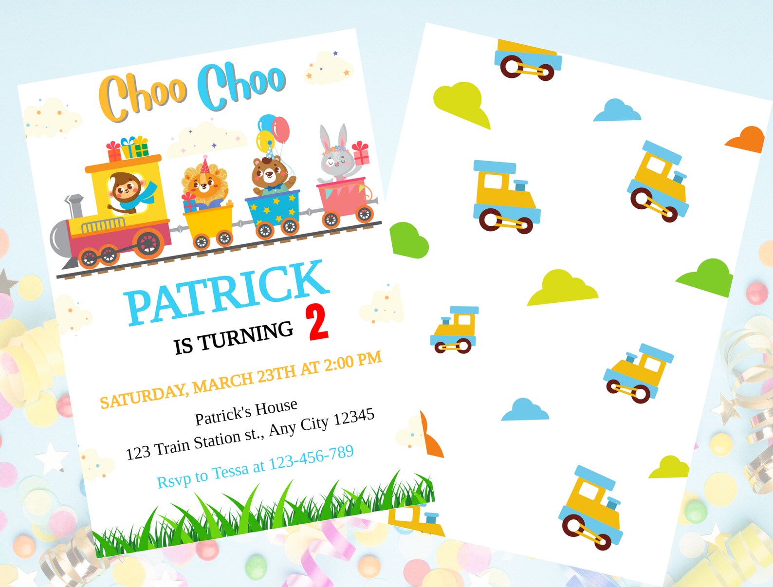 Editable Train Birthday Invitation, Toy Train Invitation, Train ...