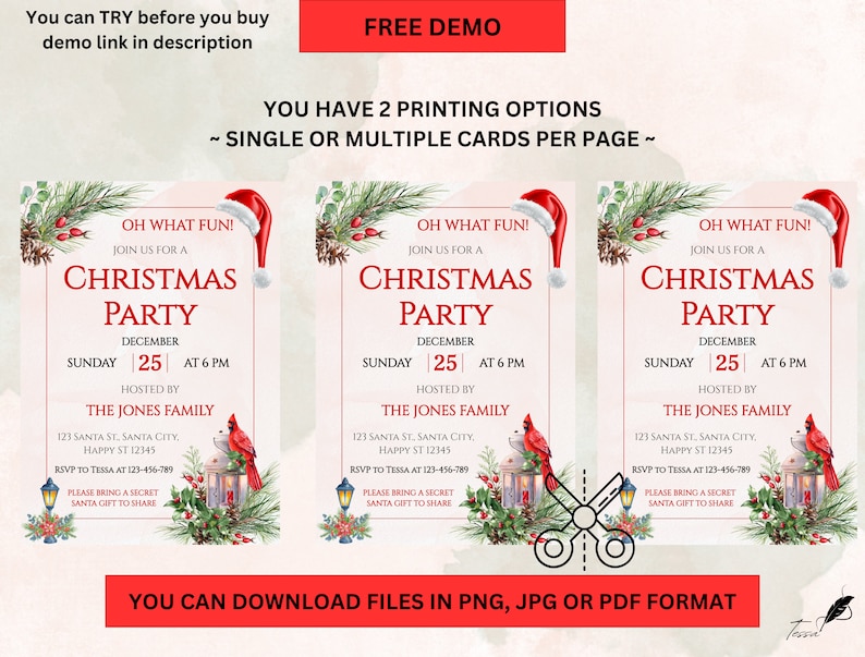 Editable Christmas Party Invitation Christmas Party Invite Winter ...