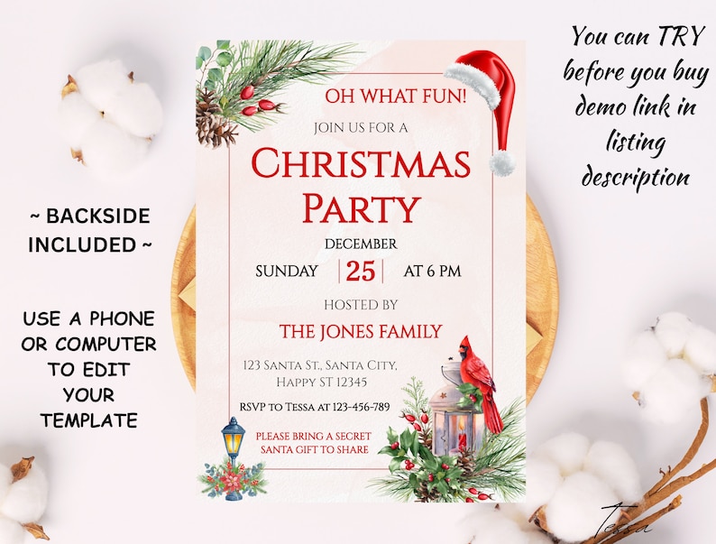 Editable Christmas Party Invitation Christmas Party Invite Winter ...