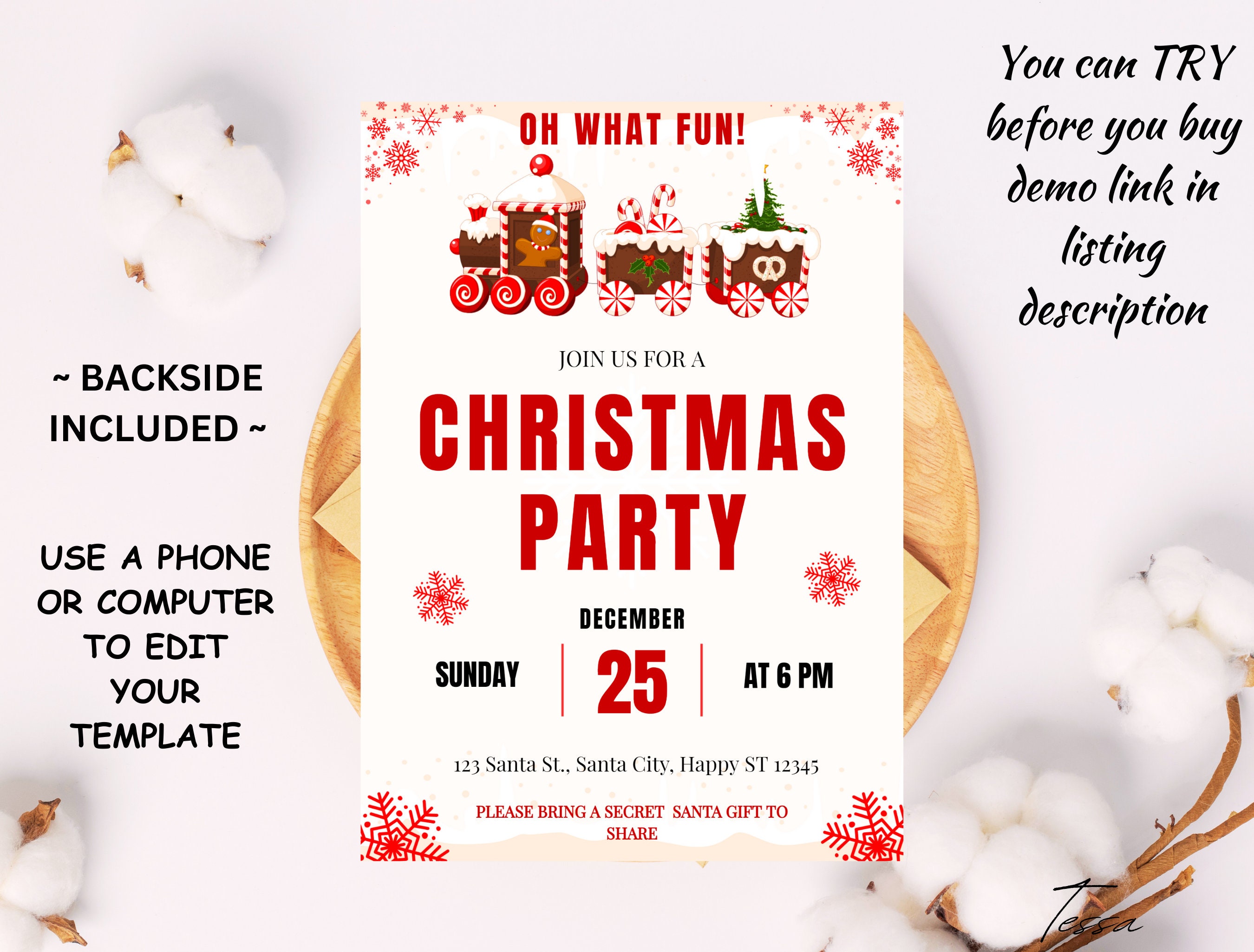 Editable Christmas Party Invitation Christmas Party Invite - Etsy