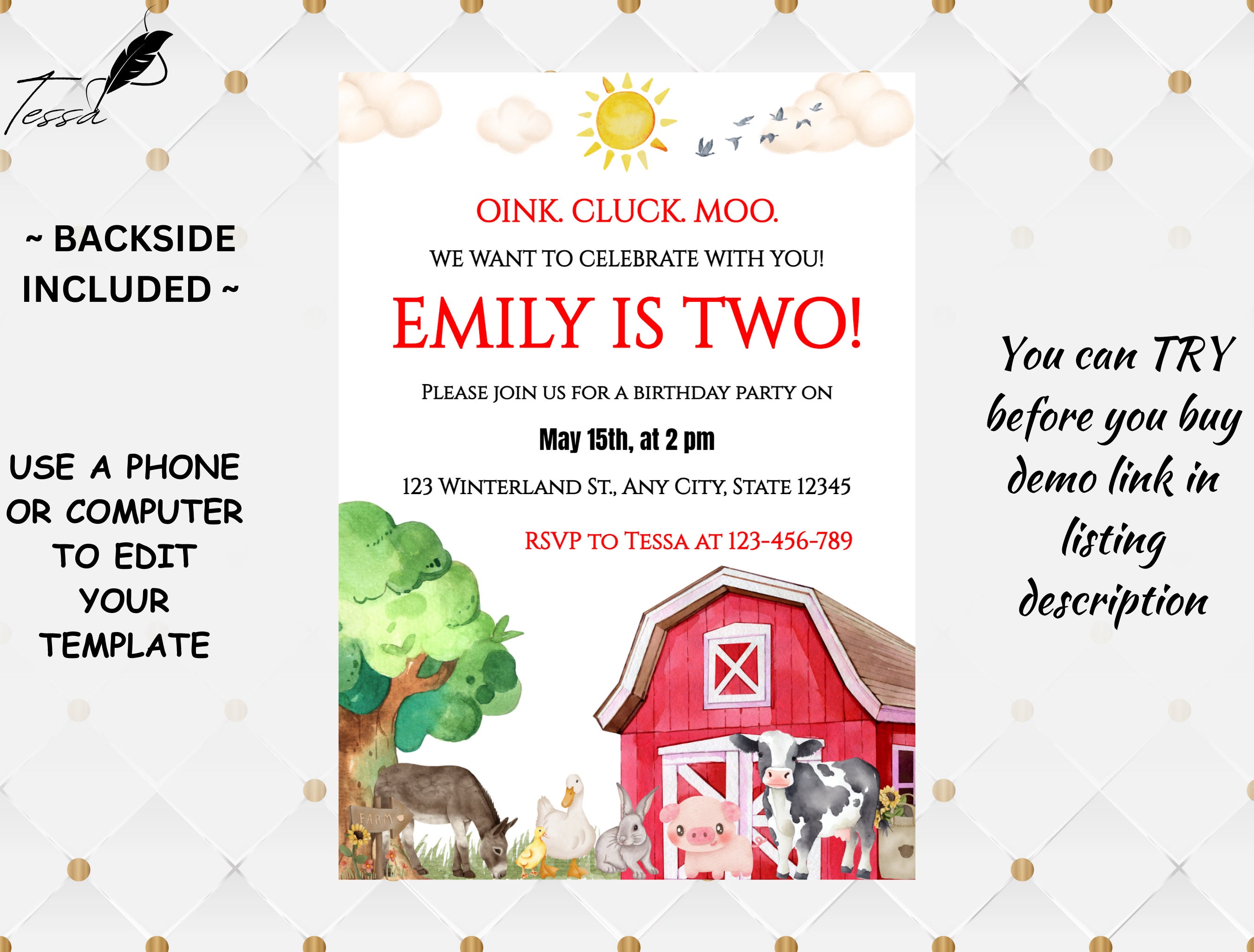 Editable Farm Birthday Invitation Farm Animals Birthday - Etsy