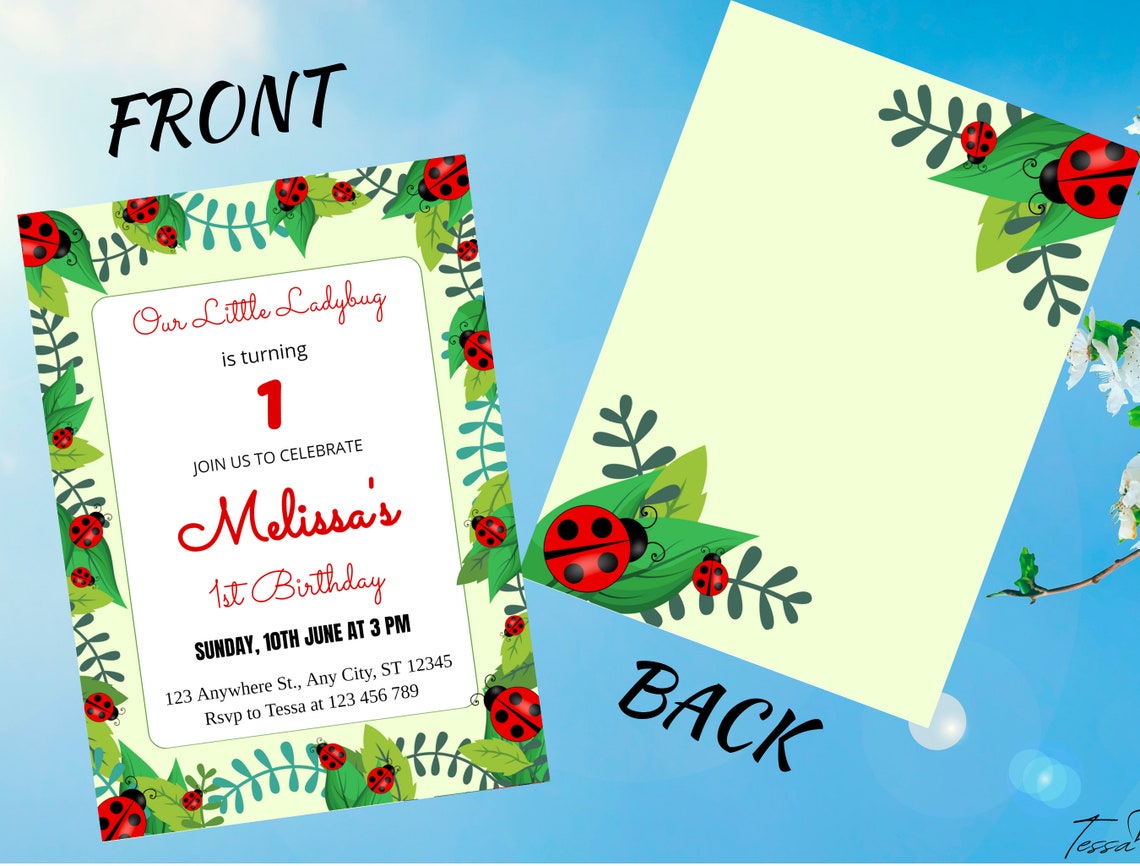 Editable Ladybug Birthday Invitation, Ladybug 1st Birthday Invitation ...