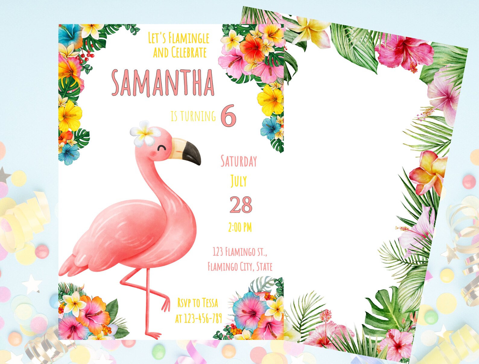 EDITABLE Flamingo Birthday Invitation, Flamingle Invitation, Tropical ...