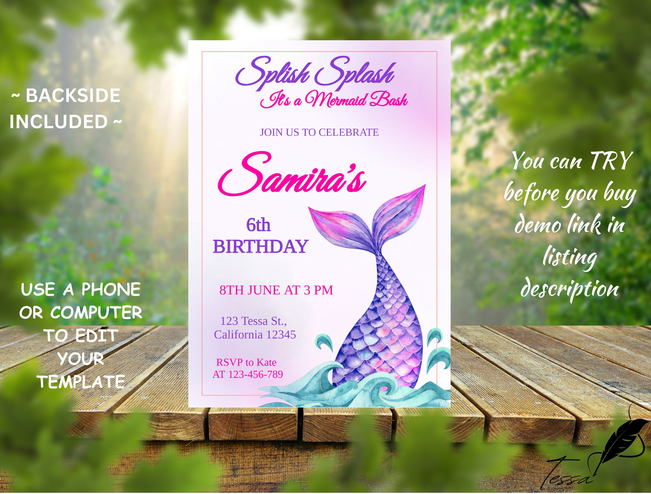 Editable Mermaid Birthday Invitation Mermaid Invitation - Etsy