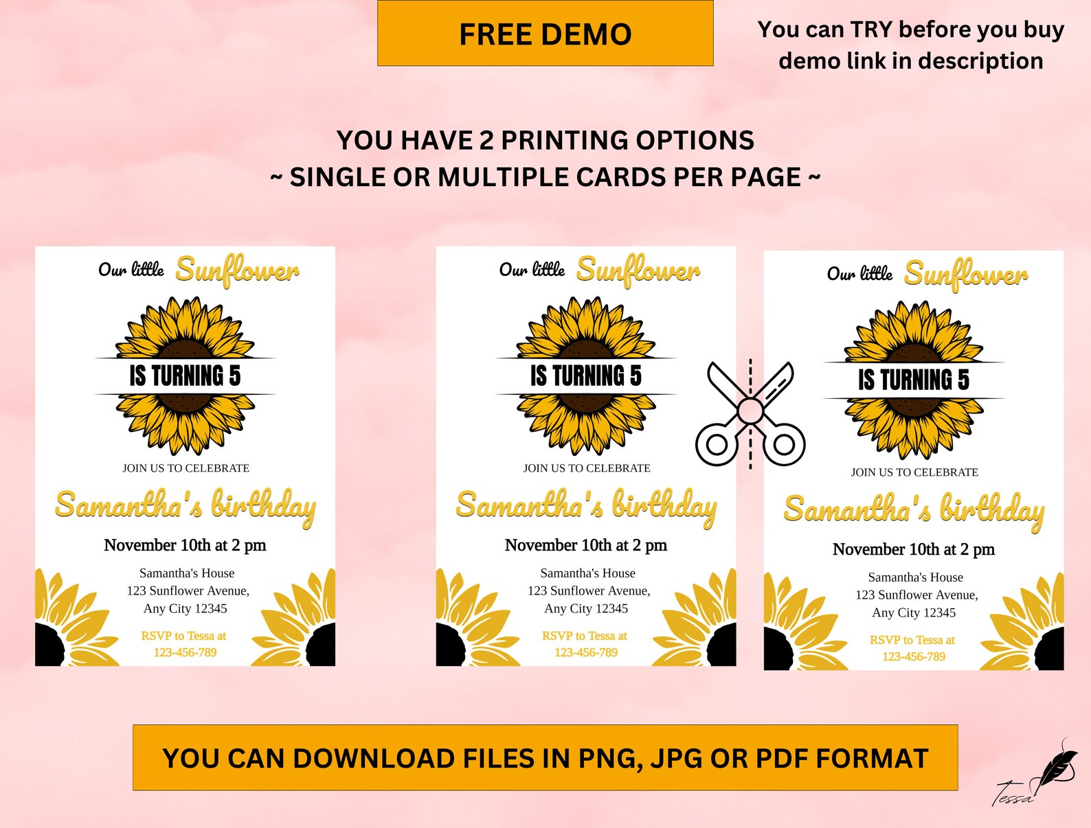Editable Sunflower Birthday Invitation, Sunflower Birthday Invite ...