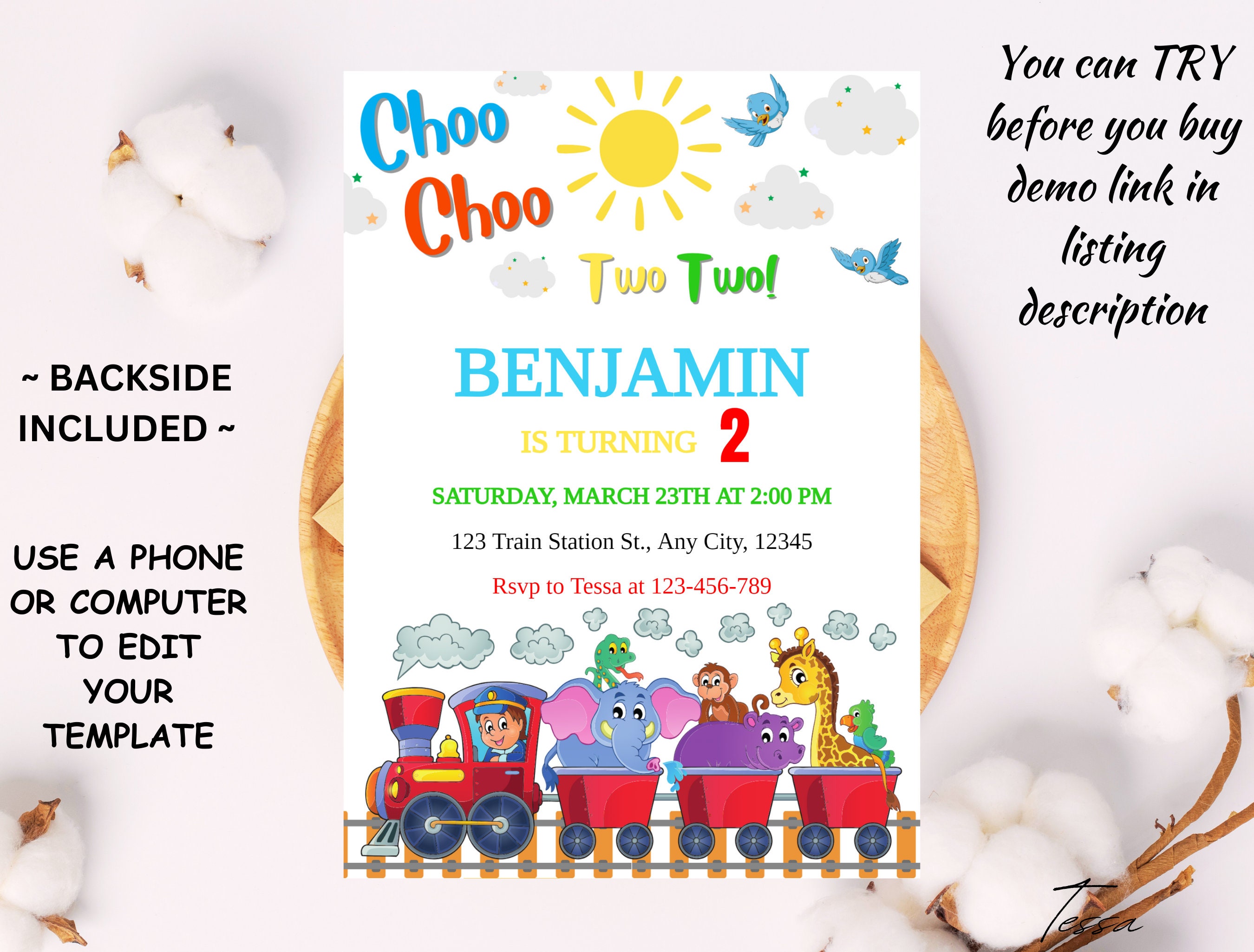 Editable Train Birthday Invitation, Toy Train Invitation, Train ...