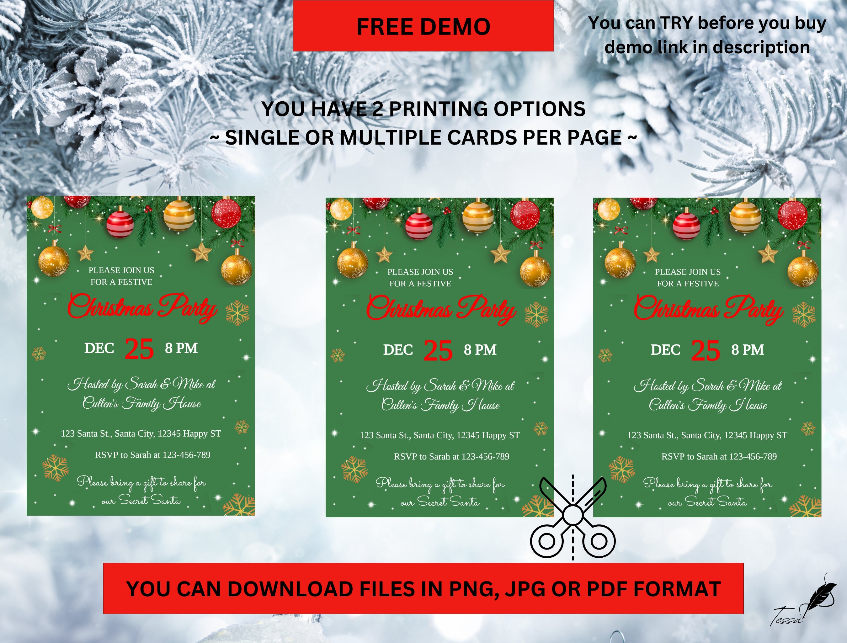 Editable Christmas Party Invitation Christmas Party Invite - Etsy