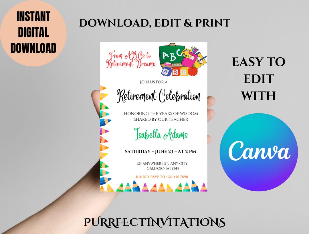 Editable Teacher Retirement Invitation Template (digital Download) - Etsy