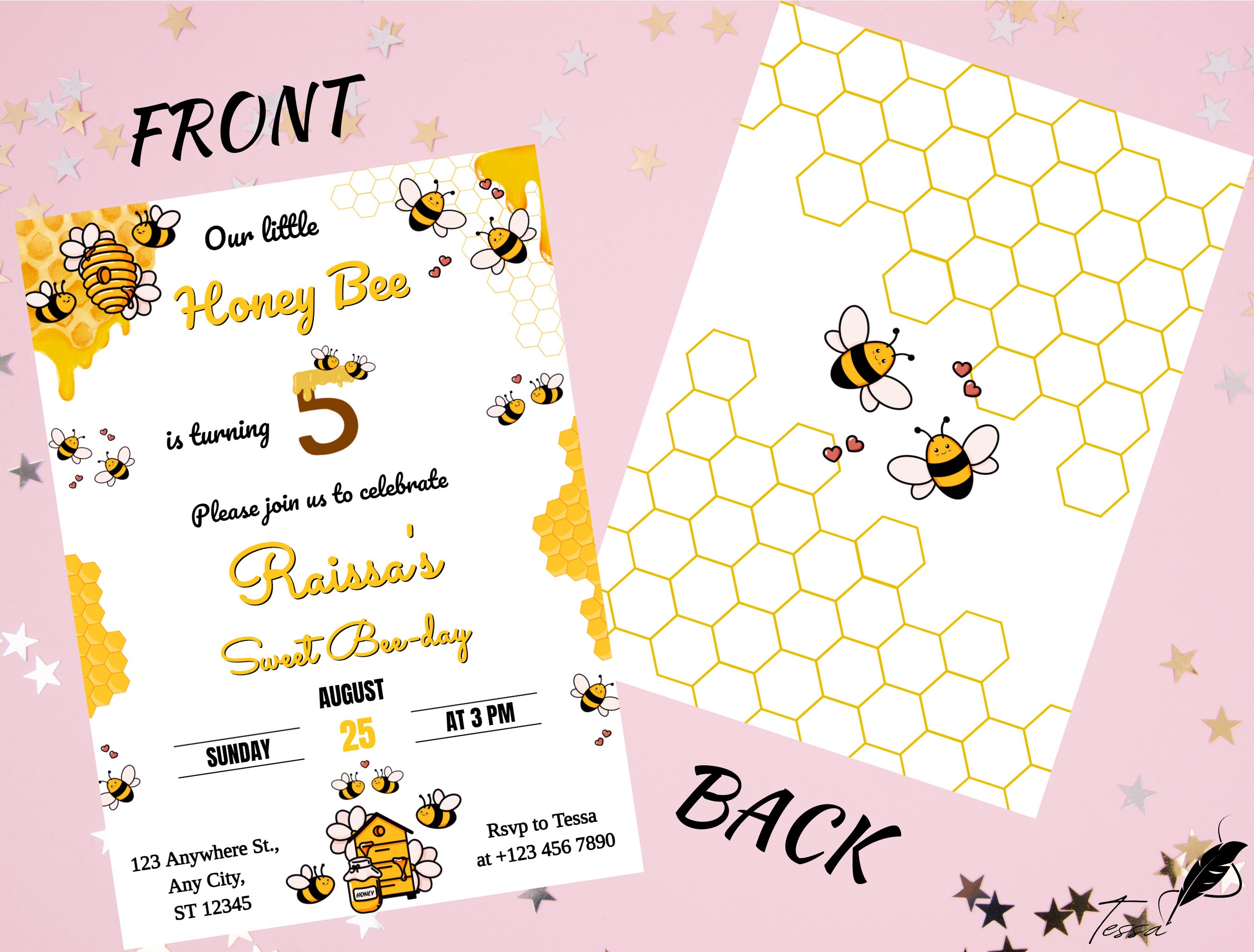 Editable Honey Bee Birthday Invitation, Bee Birthday Invite, Honey Bee ...