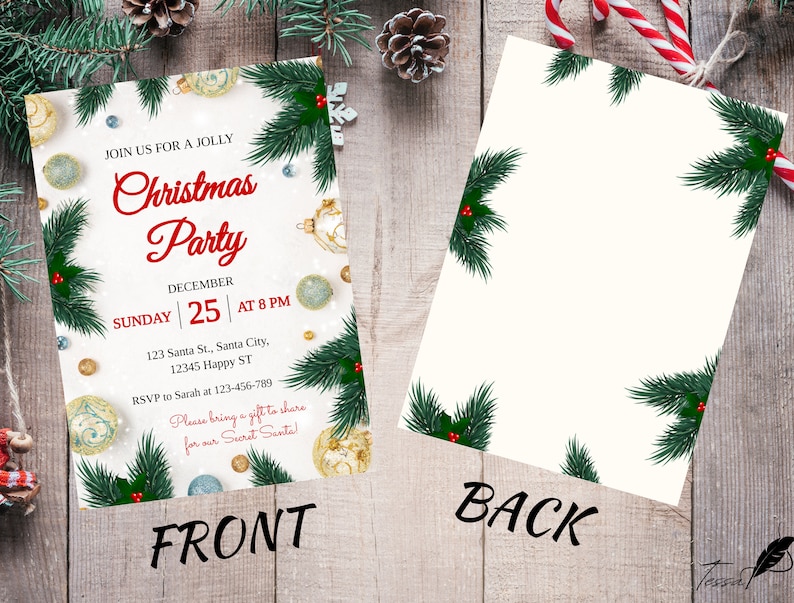 Editable Christmas Party Invitation Christmas Party Invite Elegant ...