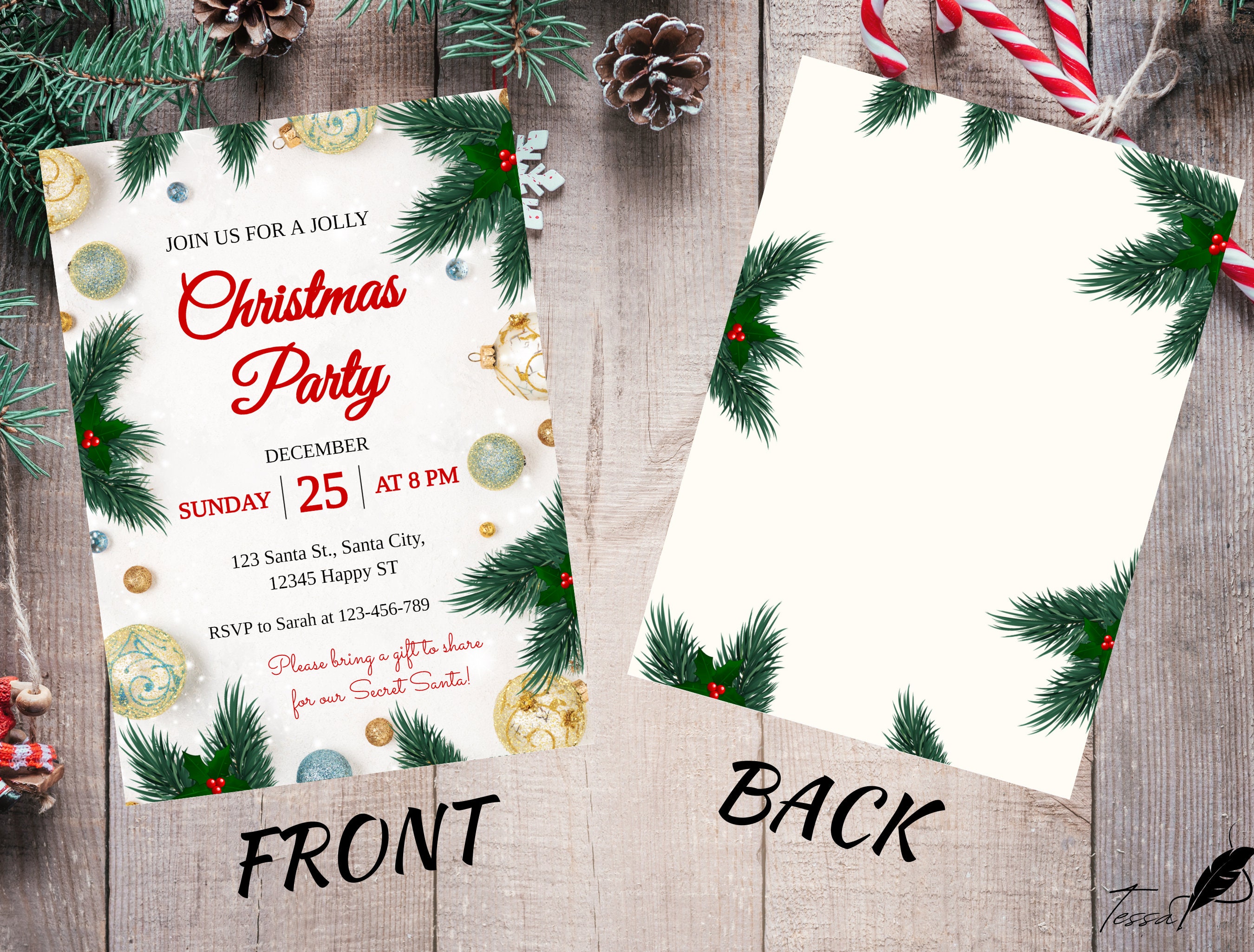 Editable Christmas Party Invitation Christmas Party Invite Elegant ...