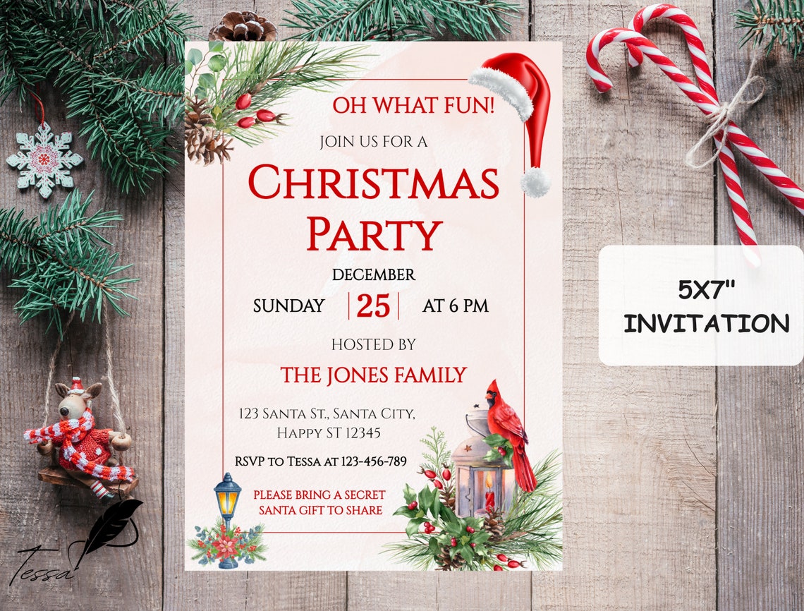 Editable Christmas Party Invitation Christmas Party Invite Winter ...