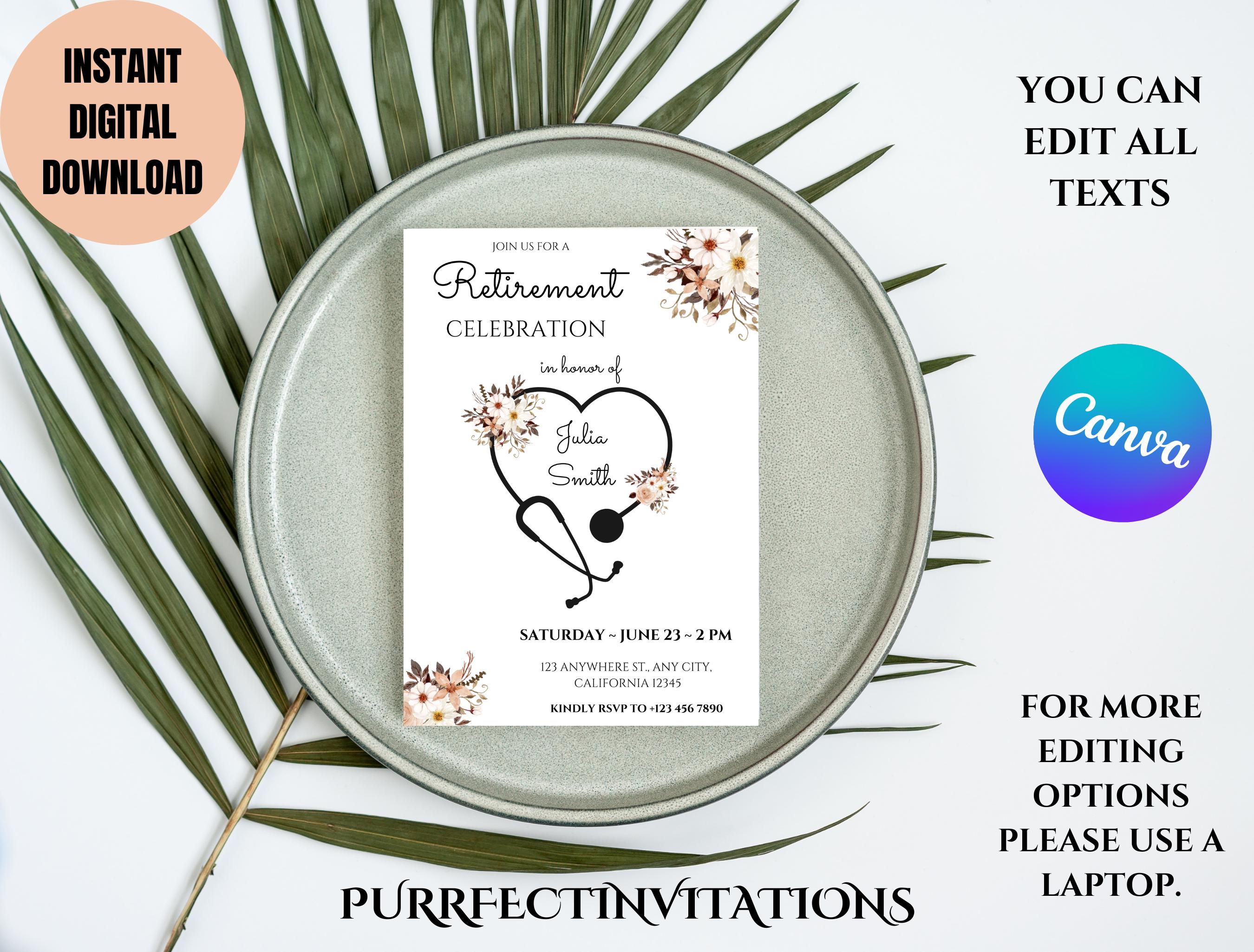 Editable Nurse Retirement Invitation Template (digital Download) - Etsy