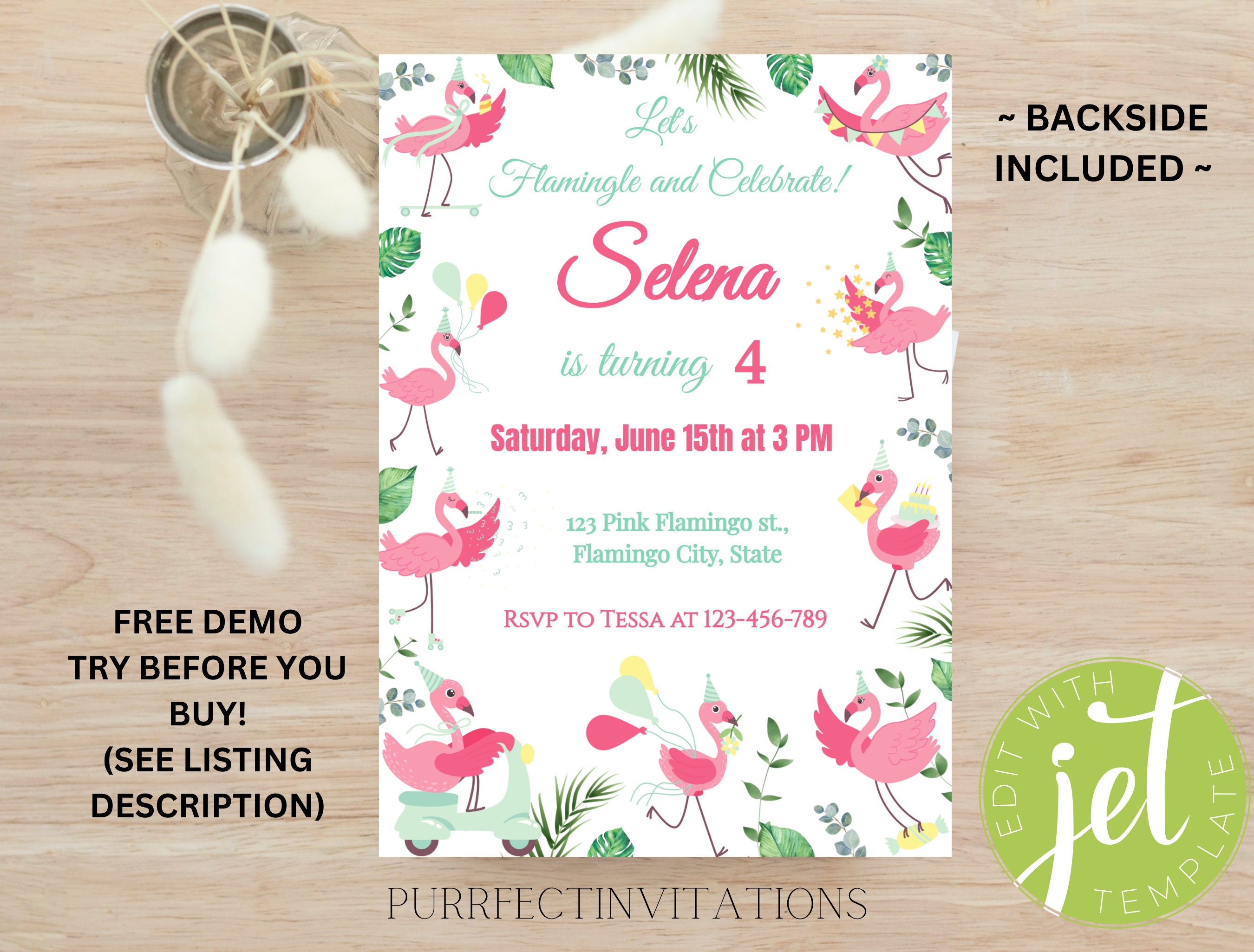 EDITABLE Flamingo Birthday Invitation, Flamingle Invitation, Tropical ...