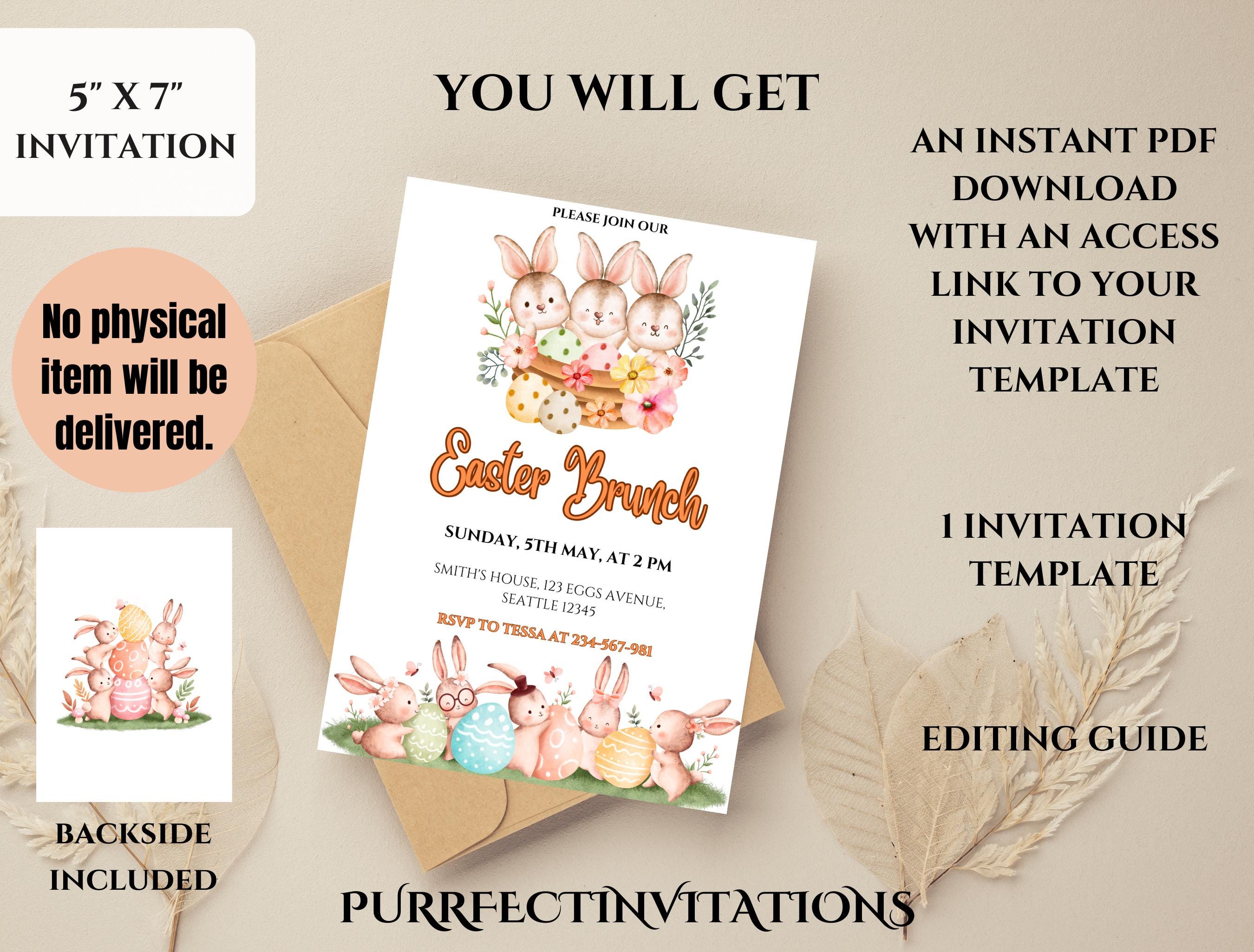 Editable Easter Egg Hunt and Brunch Invitation Easter Bunny Egg Hunt ...