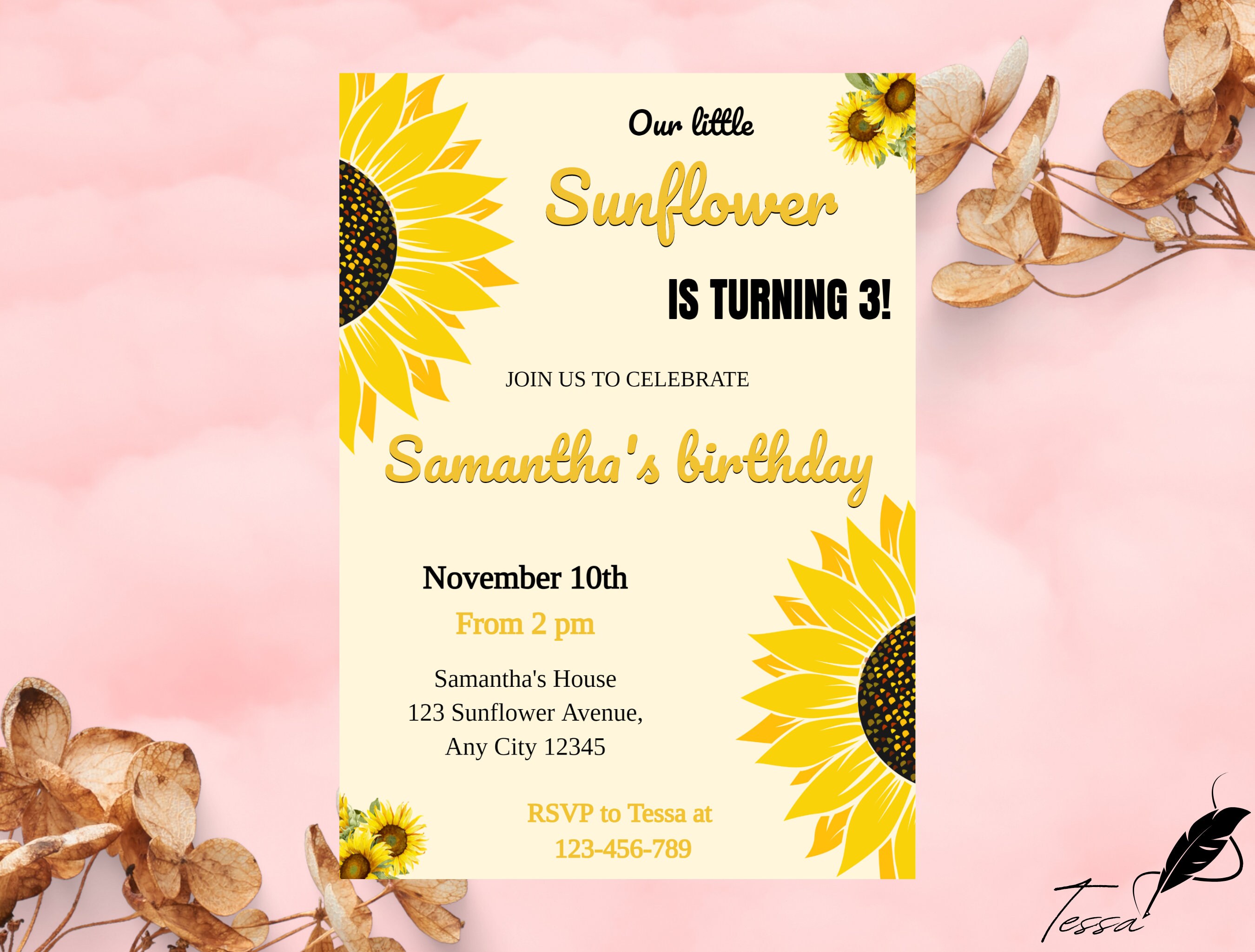 Editable Sunflower Birthday Invitation Sunflower Birthday - Etsy