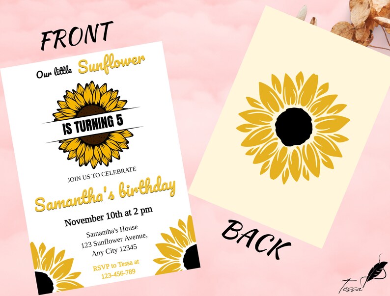Editable Sunflower Birthday Invitation, Sunflower Birthday Invite ...