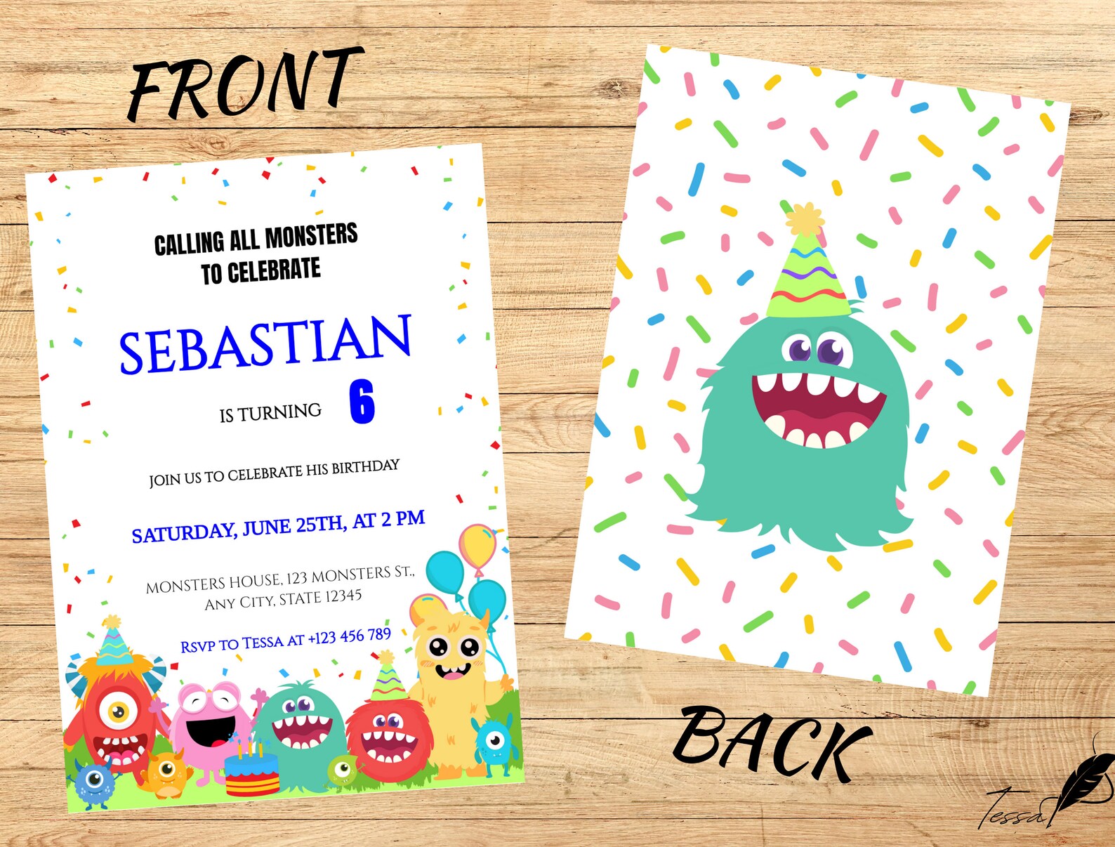 EDITABLE Cute Monsters Birthday Invitation, Monster Birthday Party ...