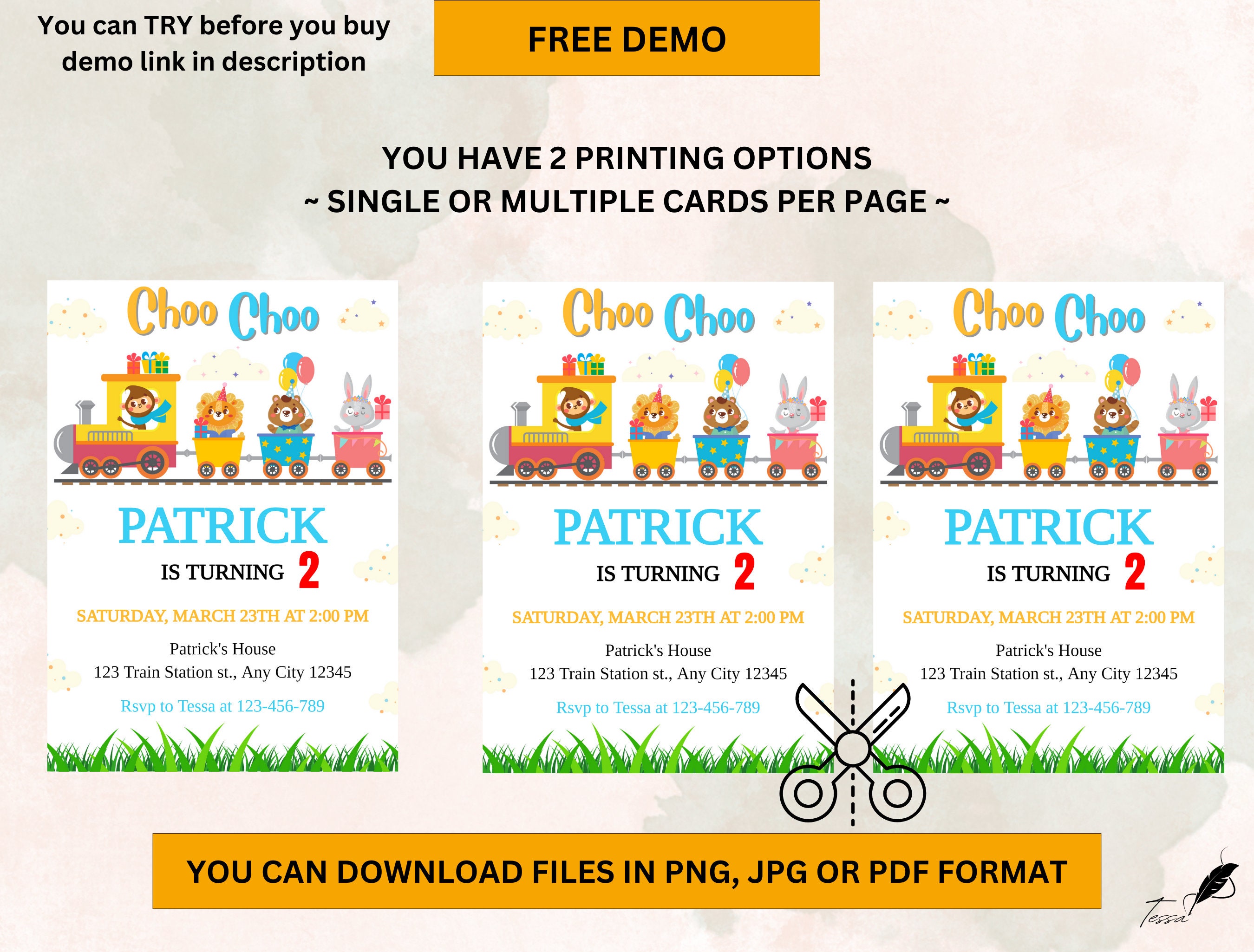 Editable Train Birthday Invitation, Toy Train Invitation, Train ...