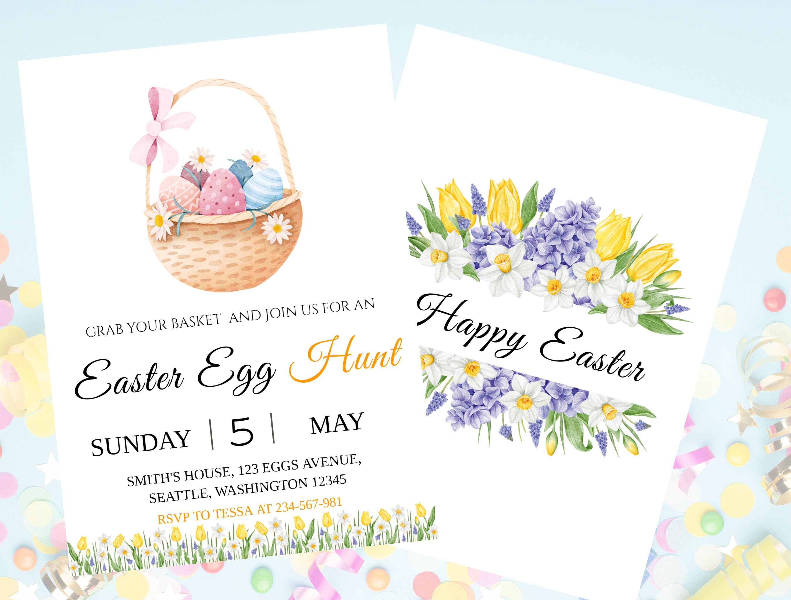 Editable Easter Egg Hunt and Brunch Invitation Easter Bunny Egg Hunt ...