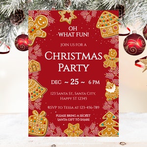 Editable Christmas Party Invitation Christmas Party Invite Gingerbread ...