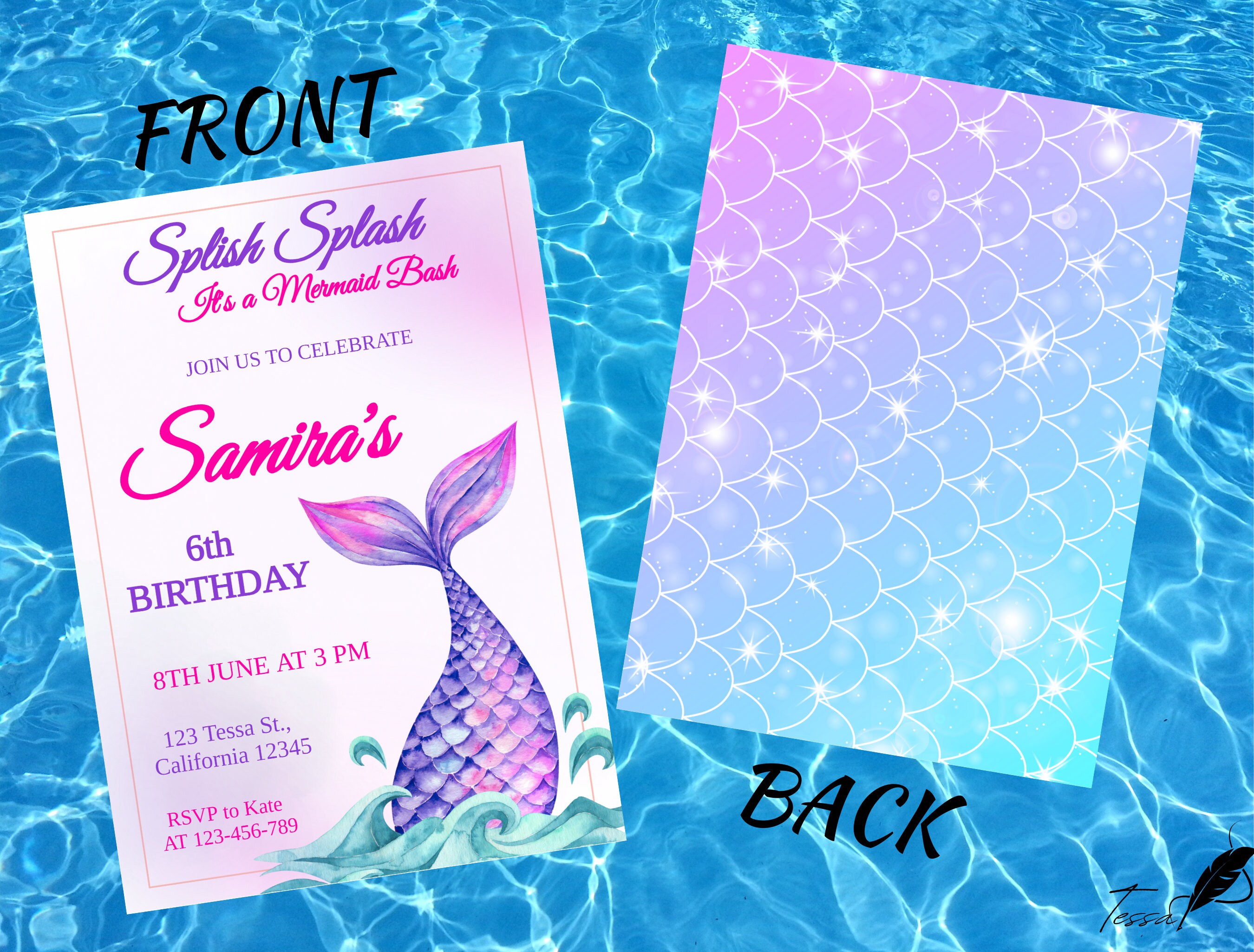Editable Mermaid Birthday Invitation Mermaid Invitation - Etsy