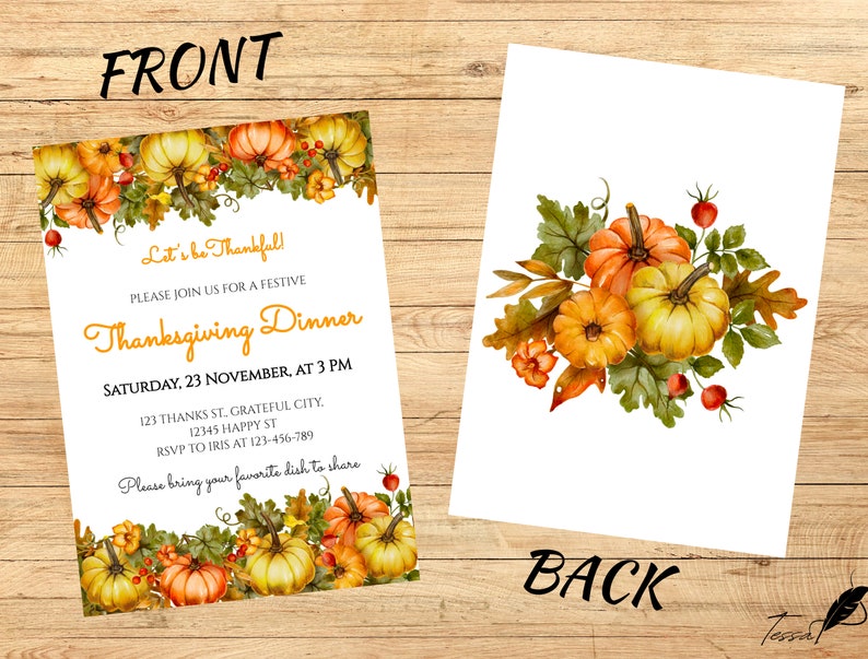 EDITABLE Thanksgiving Invitation Fall Thanksgiving Invite Pumpkins ...