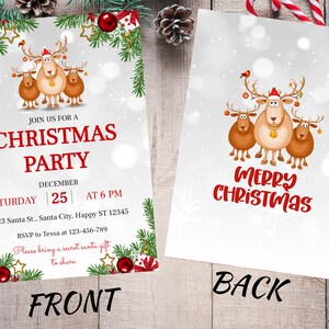 Editable Christmas Party Invitation Christmas Party Invite Reindeer ...