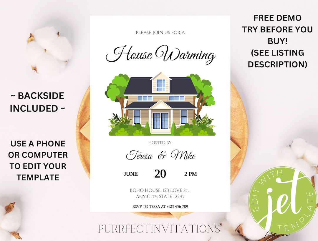 EDITABLE House Warming Invitation, House Warming Party Invite, Elegant ...