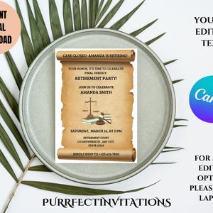 Editable Judge Retirement Invitation Template, Judge or Lawyer Retire ...
