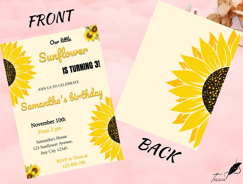 Editable Sunflower Birthday Invitation Sunflower Birthday - Etsy