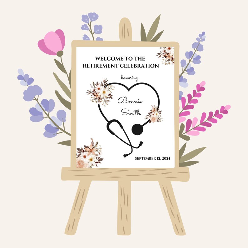 Editable Nurse Retirement Welcome Sign: Printable Canva Template ...