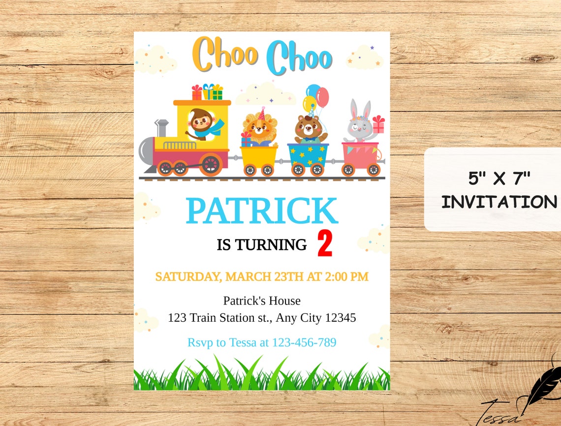 Editable Train Birthday Invitation, Toy Train Invitation, Train ...