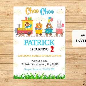 Editable Train Birthday Invitation, Toy Train Invitation, Train ...