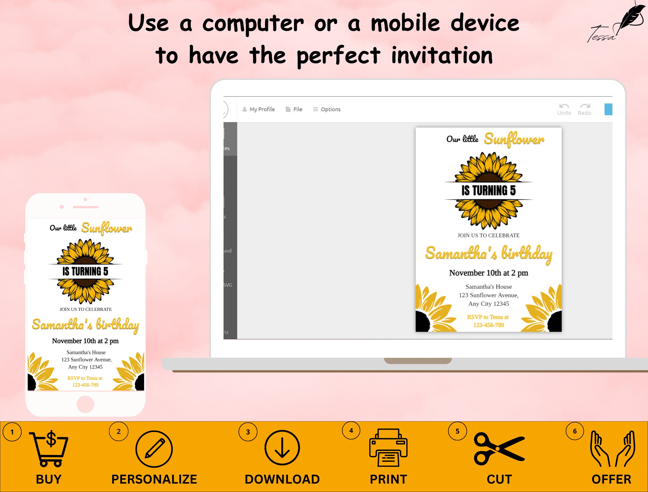 Editable Sunflower Birthday Invitation, Sunflower Birthday Invite ...