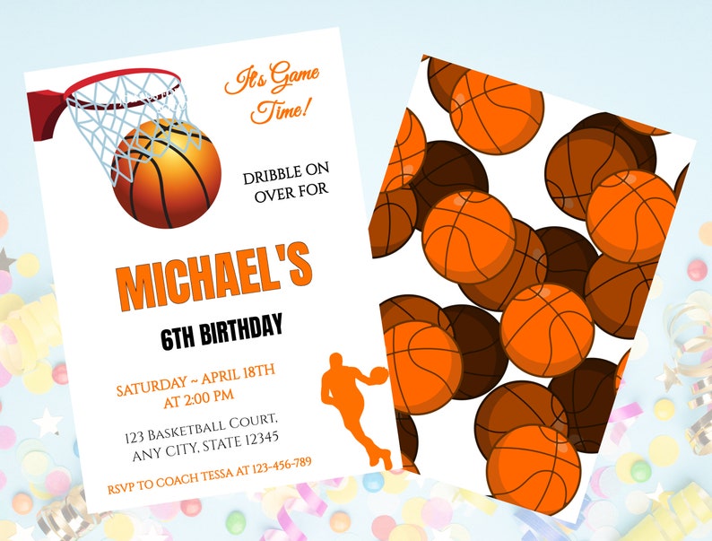Editable Basketball Birthday Invitation, Basketball Invitation ...