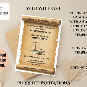Judge Retirement Invitation Template: Formal Party Invite (digital ...