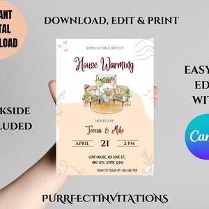 Boho Housewarming Invitation Template: Editable Canva Printable ...