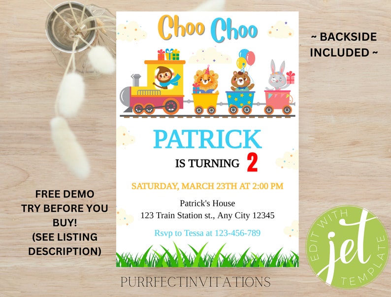 Editable Train Birthday Invitation, Toy Train Invitation, Train ...