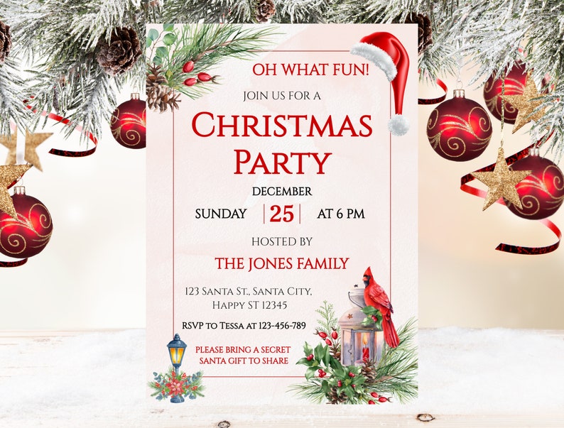 Editable Christmas Party Invitation Christmas Party Invite Winter ...