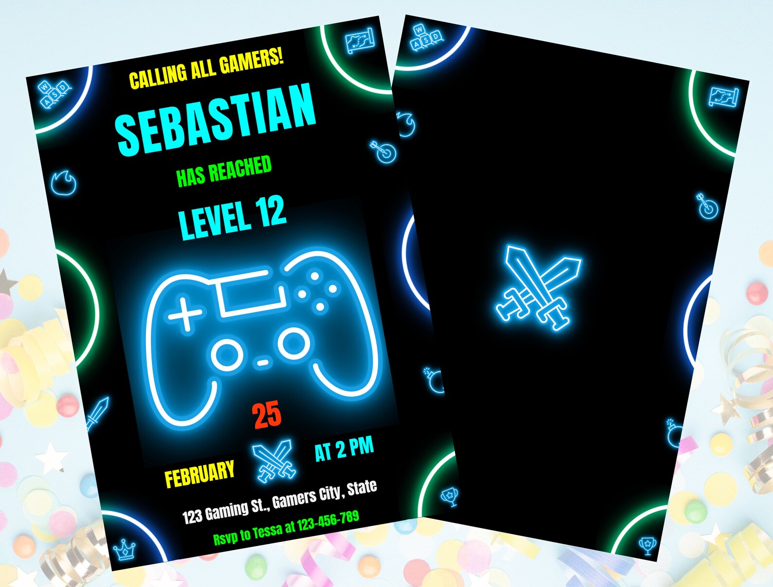 EDITABLE Video Game Invitation, Gaming Party Invitation, Gamer Party ...