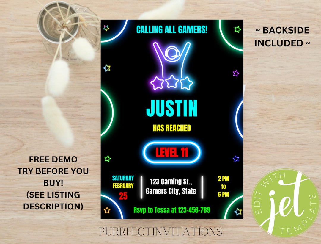 EDITABLE Video Game Invitation, Gaming Party Invitation, Gamer Party ...